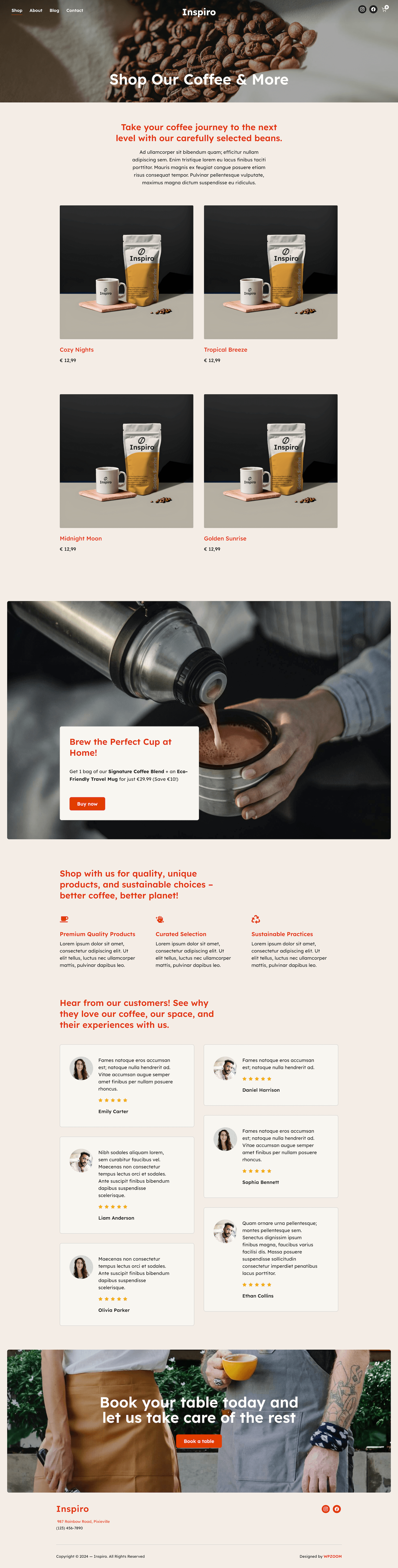 Coffee Shop WordPress Theme: Inspiro Premium Starter Site